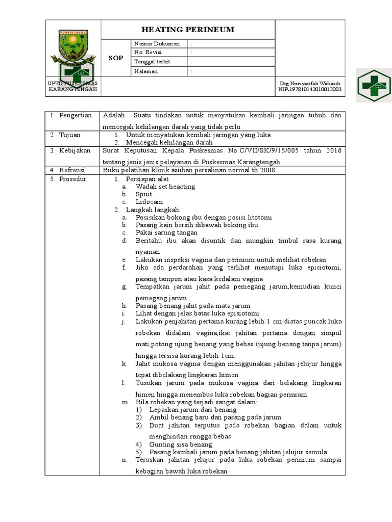 Sop Heating Perineum | PDF