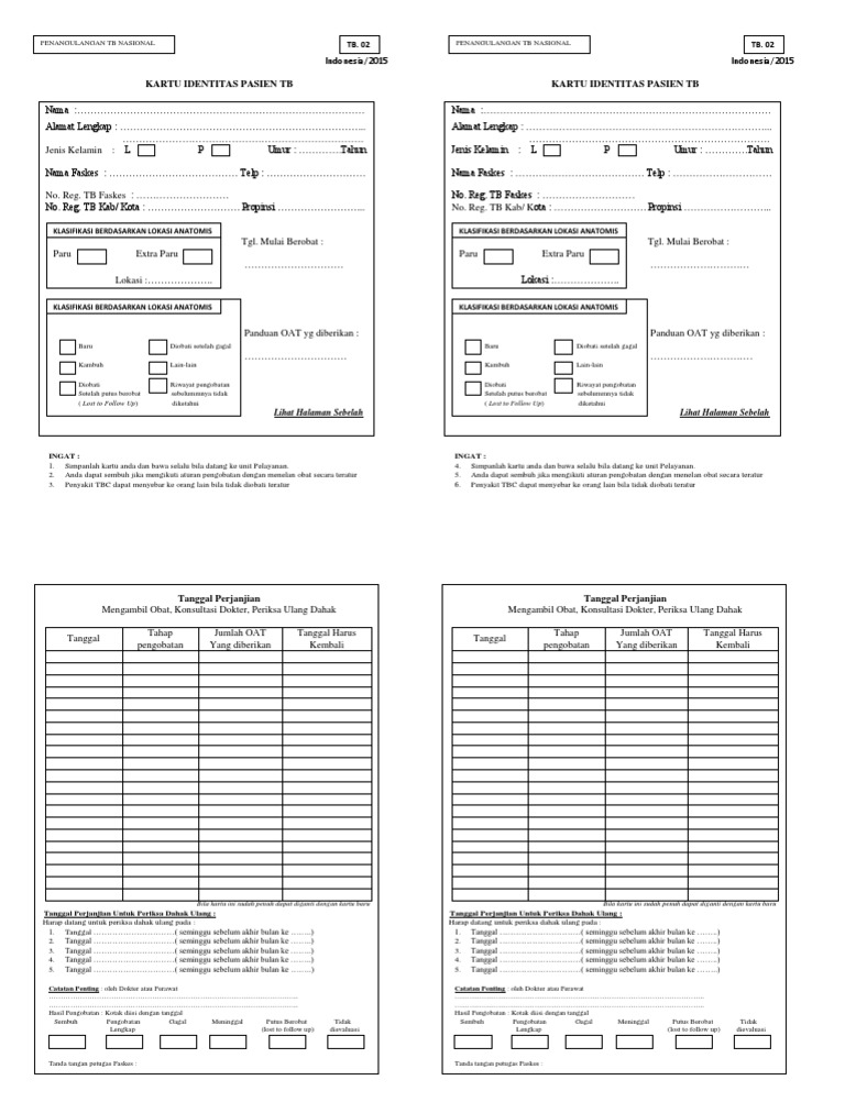 Kartu Identitas Pasien TBC | PDF