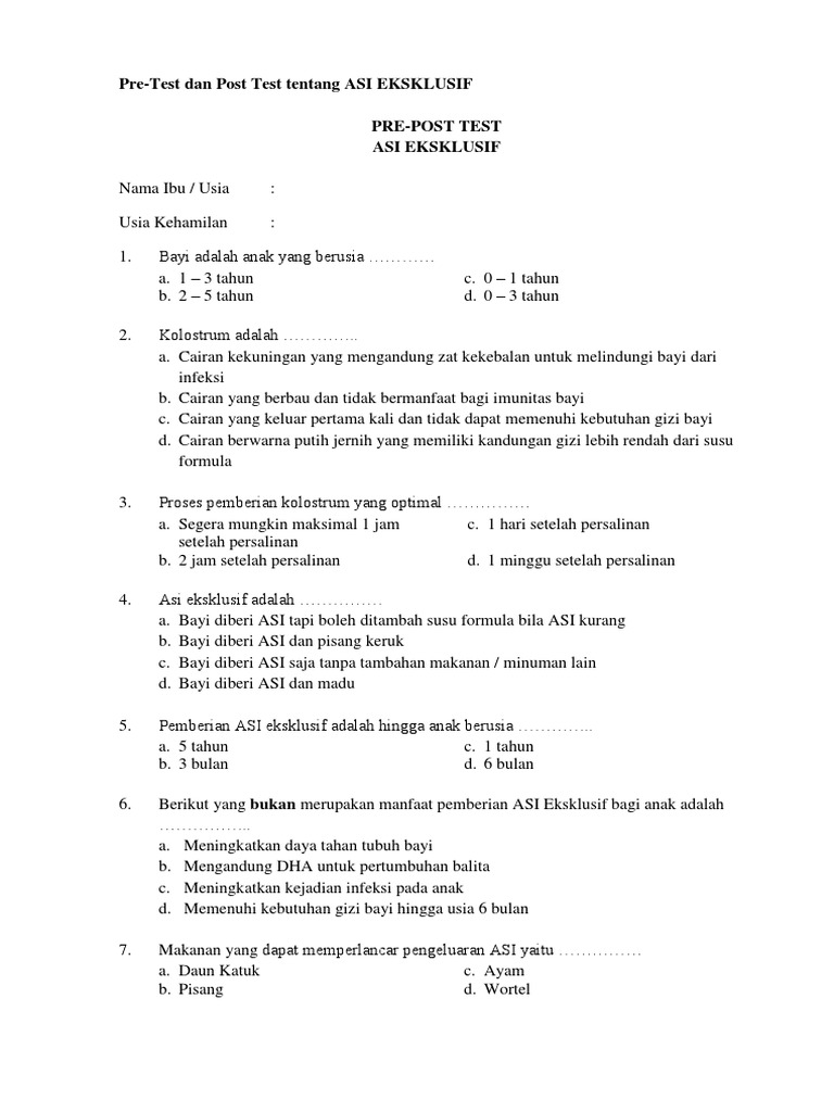 Soal Pre-Post Test | PDF