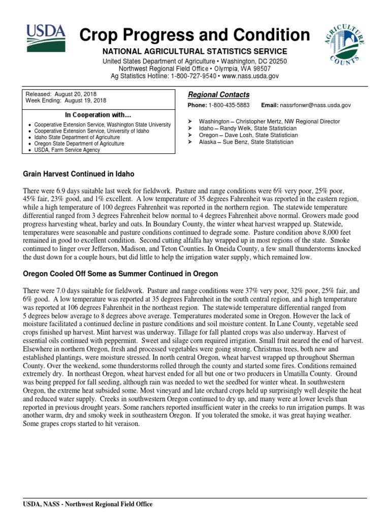 Crop Progress and Condition | PDF | Vegetables | Hay