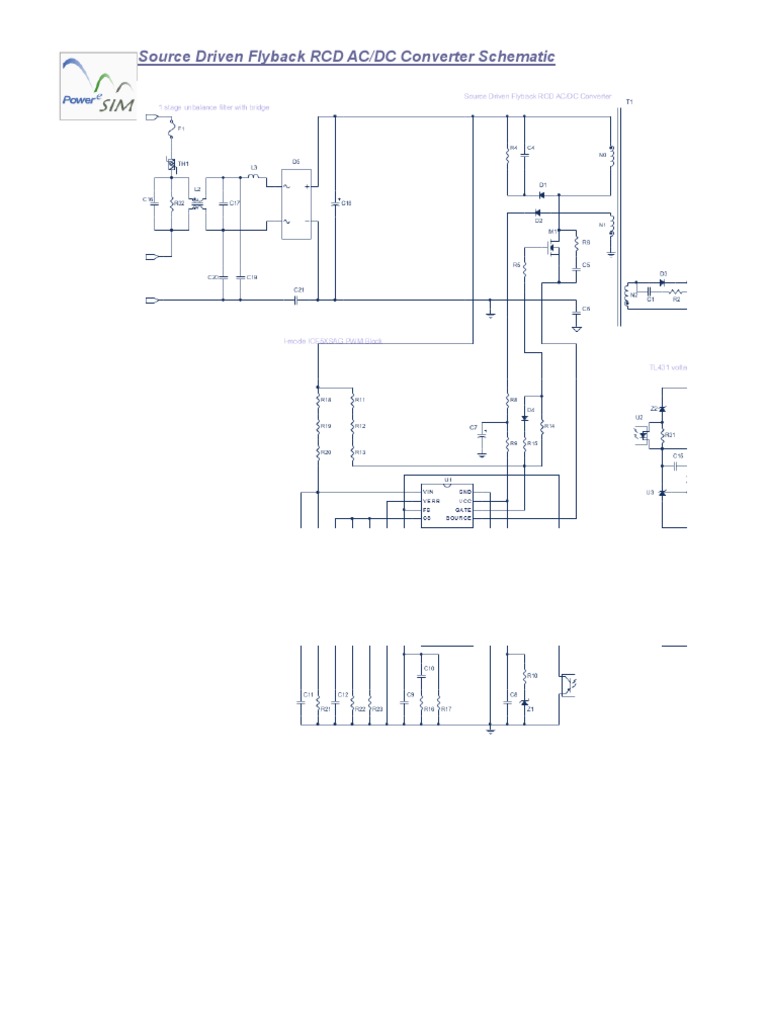 Source Driven Flyback RCD AC - DC Converter - Schematic - Report | PDF