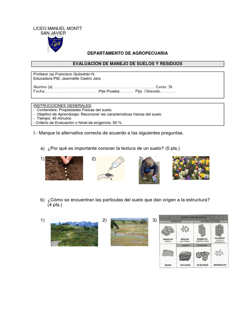 Prueba de Suelo | PDF | Métodos y materiales de enseñanza | Ciencia y ...