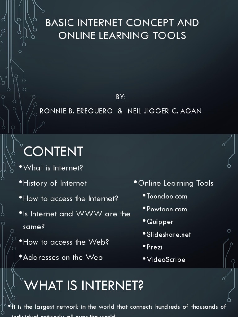 Basic Internet Concept and Online Learning Tools: BY: Ronnie B ...