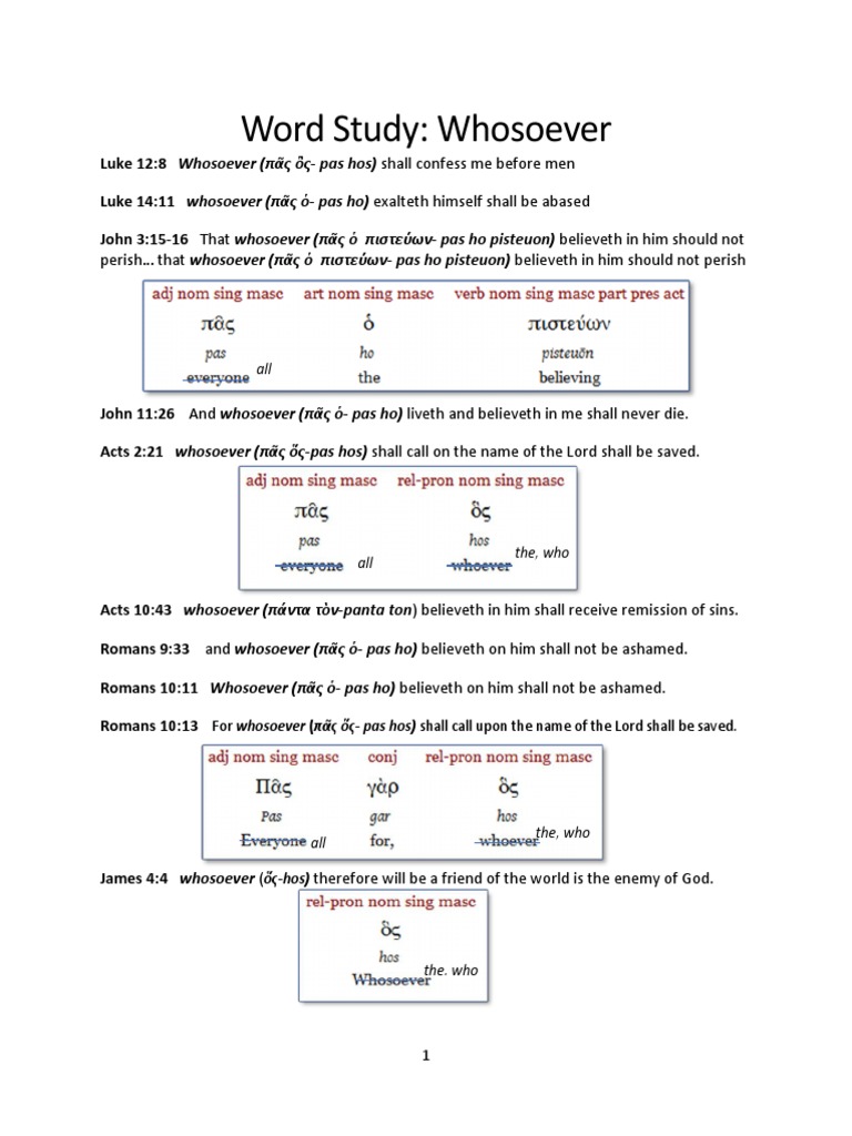 3821 Word Study Whosoever | PDF | Epistle To The Romans | Sin