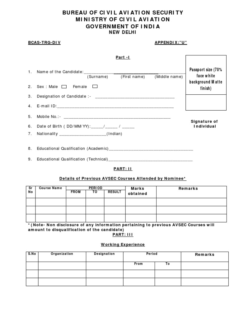 Nomination Registration Form for AVSEC | Government | Politics