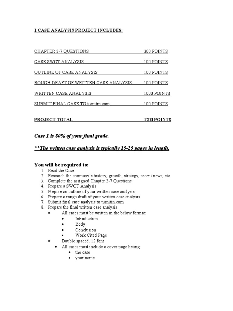 How To Write A Case Analysis Case Analysis Projects | PDF | Strategic ...