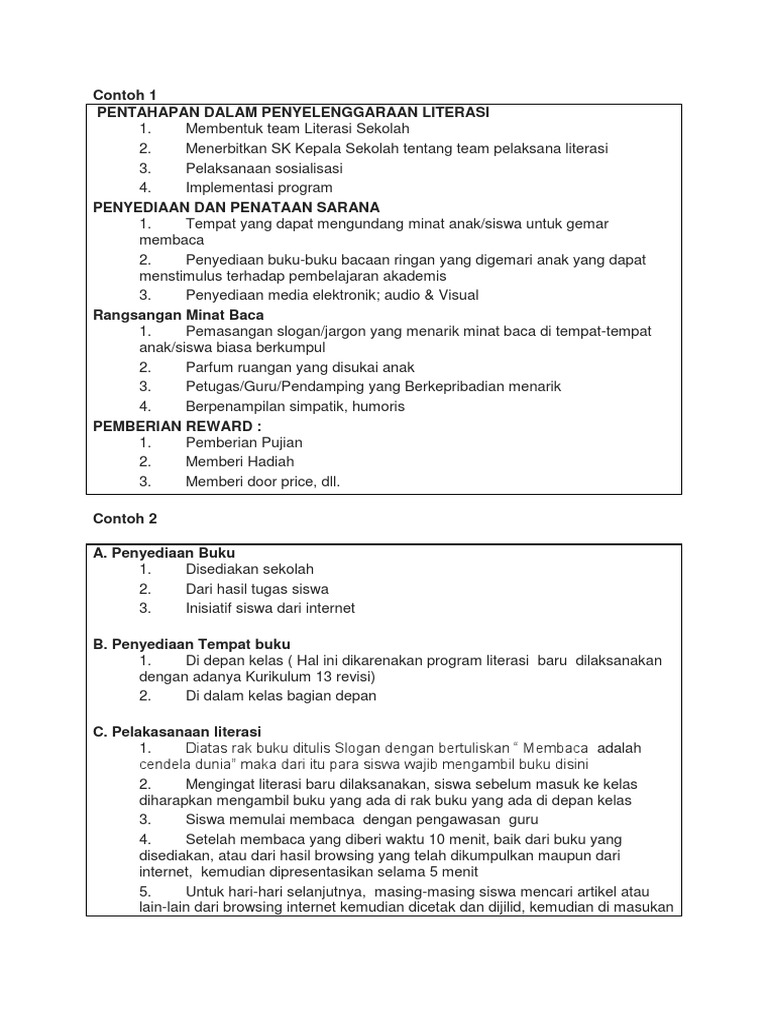 Contoh Program Literasi | PDF