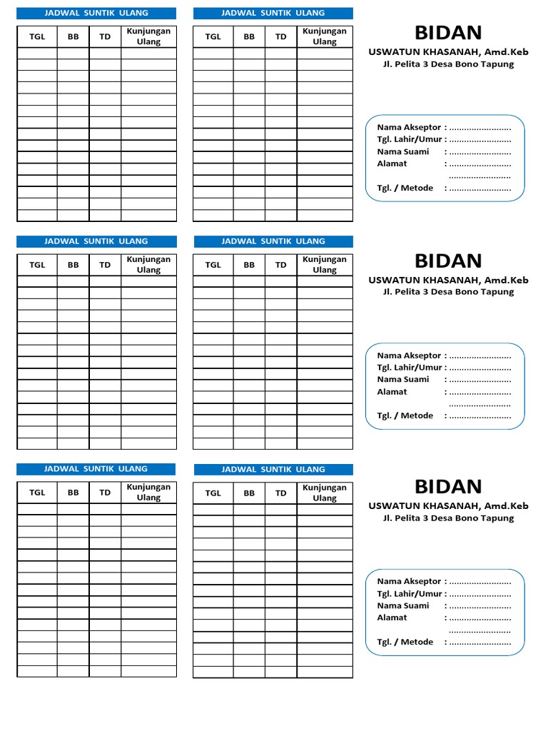 Format Kartu KB | PDF