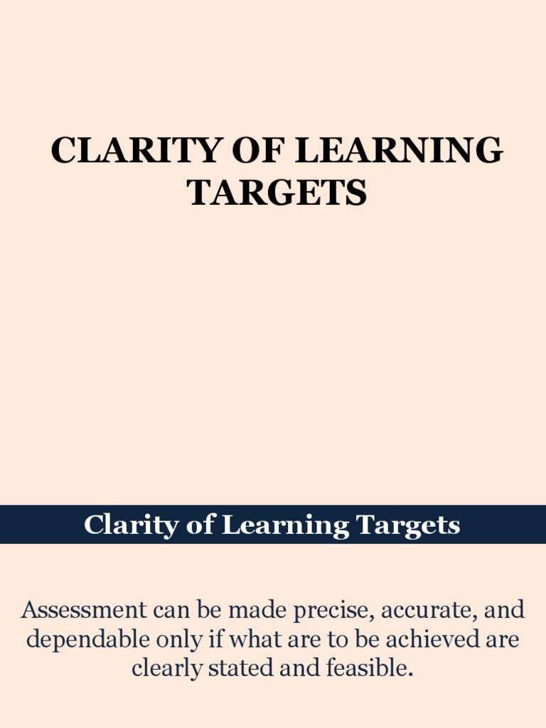Lesson 3 - Clarity of Learning Targets | PDF | Concept | Cognition