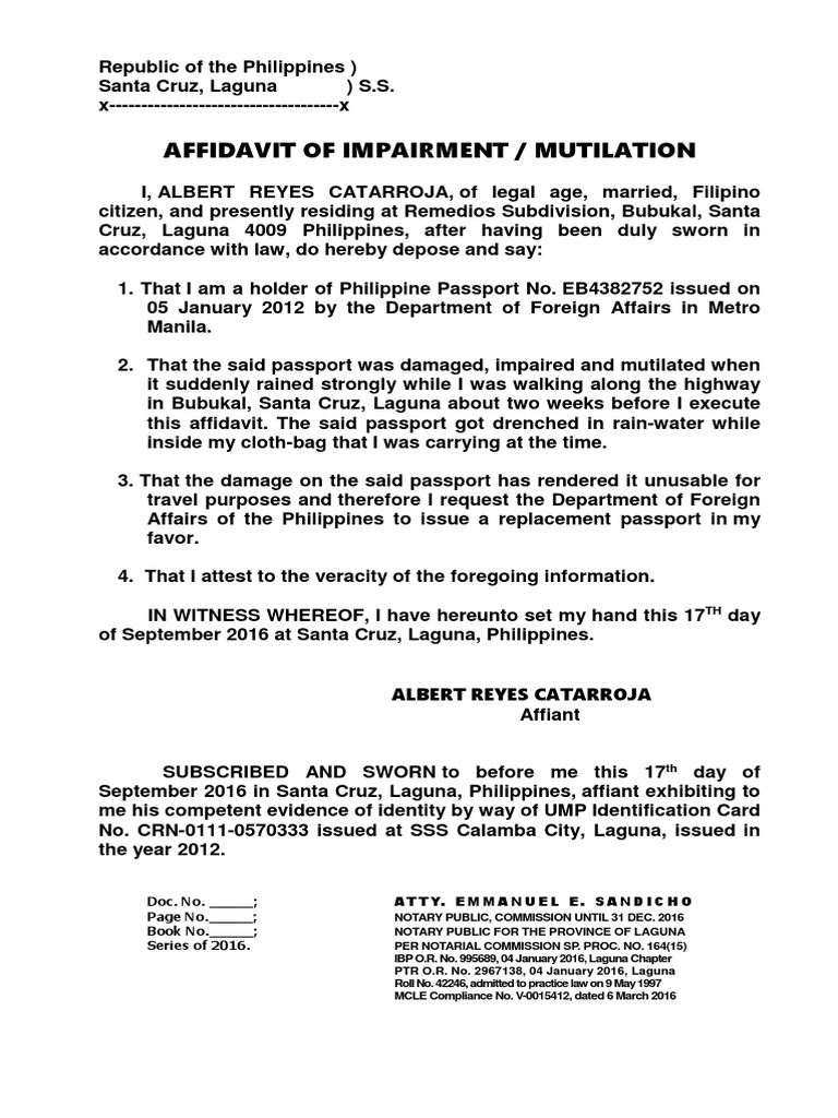 Affidavit of Explanation Form-3 | PDF