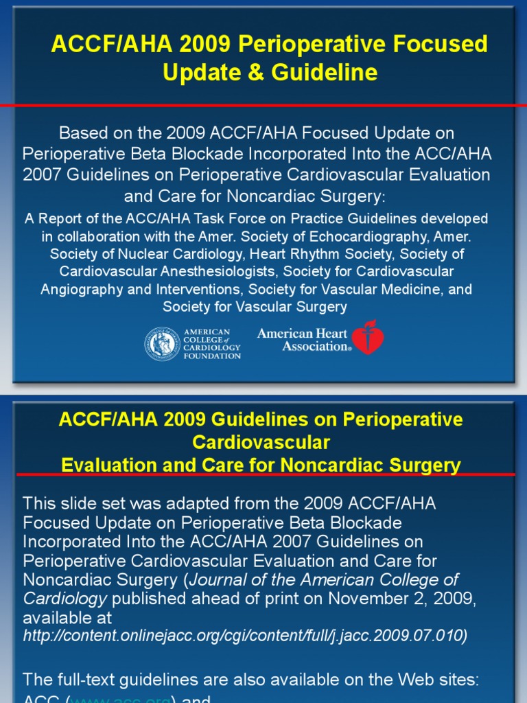2009 ACC-AHA Periop Guideline Slide Set | PDF | Percutaneous Coronary ...