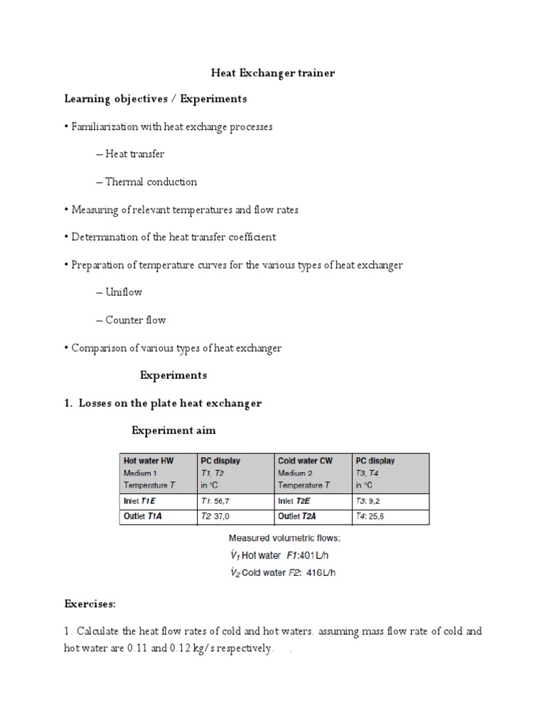 Heat Exchanger Trainer Ex | PDF | Science & Mathematics