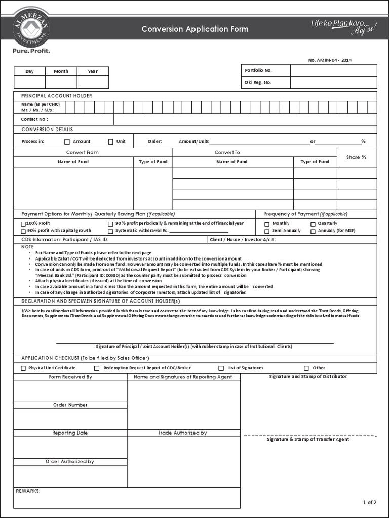 Conversion Form | PDF | Fund Of Funds | Investor