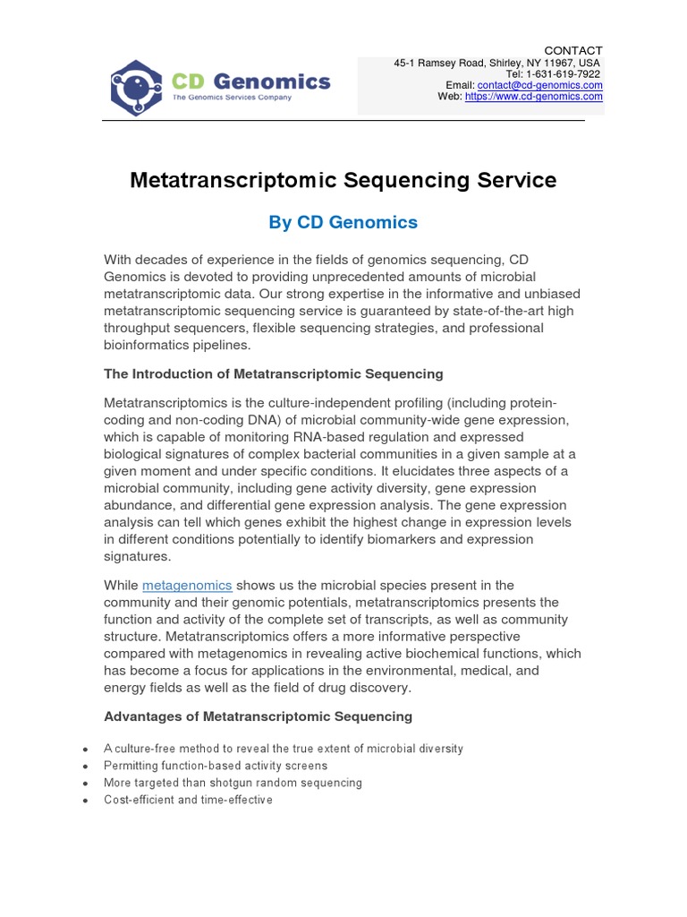 Metatranscriptomic Sequencing Service | PDF | Genomics | Gene Expression