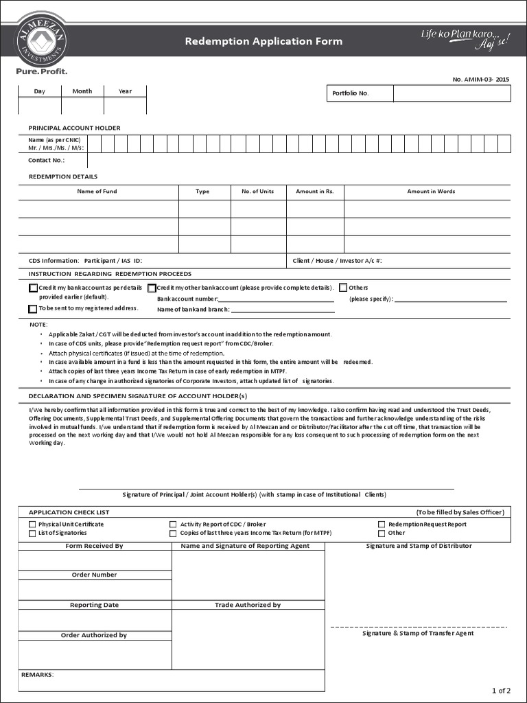Redemption Form | PDF | Investor | Banks