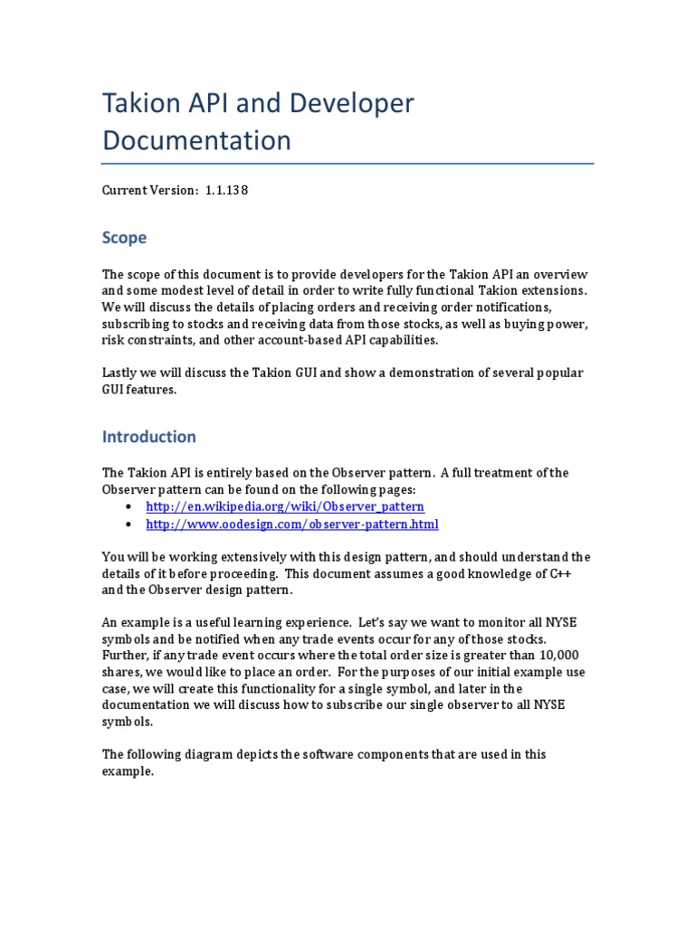 Takion API and Developer Documentation | PDF | Class (Computer Programming) | Method (Computer ...