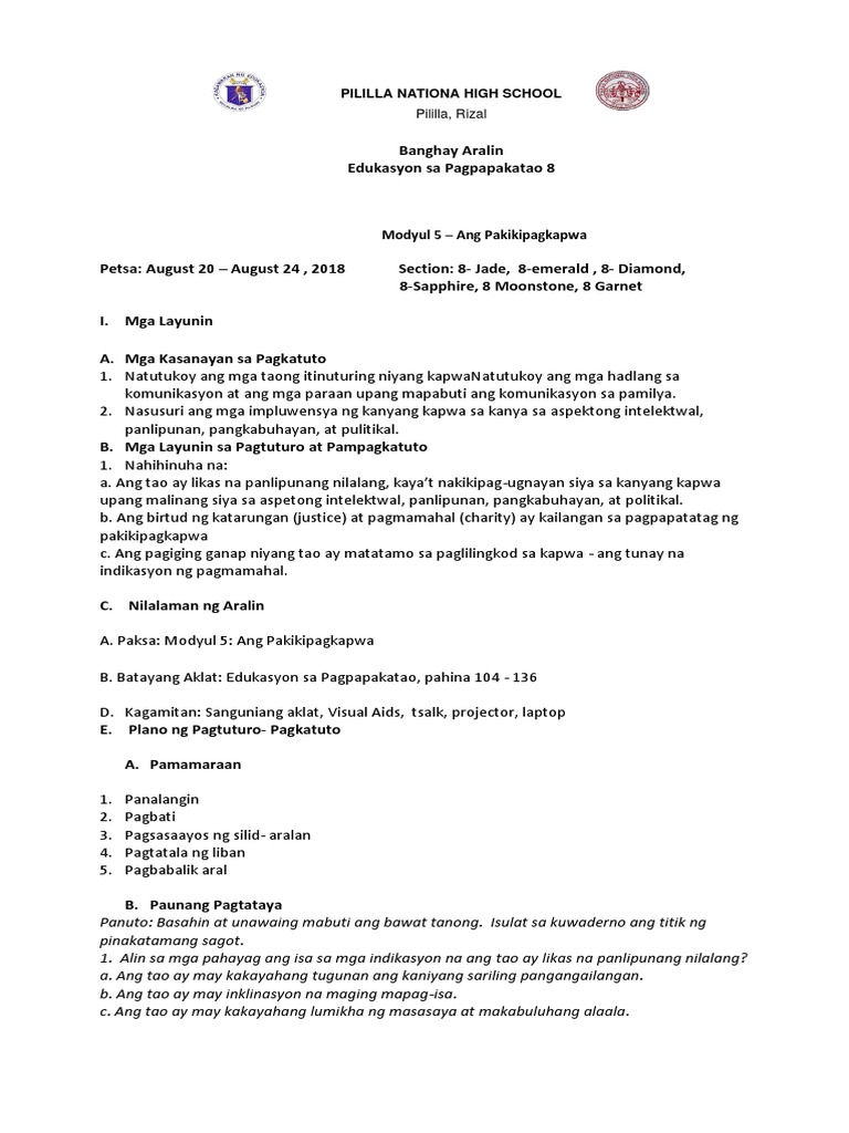 Esp Lesson Plan - Modyul 5