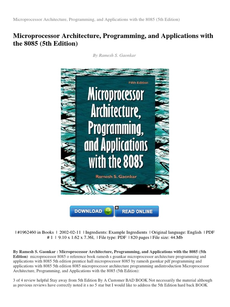 Microprocessor Architecture, Programming, and Applications With The 8085 (5th Edition) | PDF ...