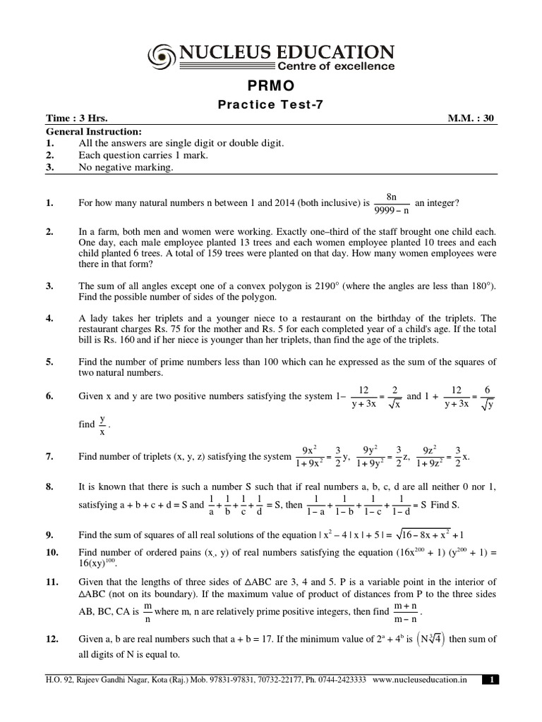 Sample Paper 7 PDF | PDF | Circle | Triangle