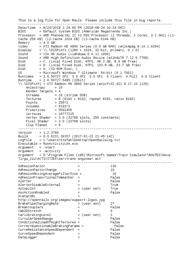Open Rails Log | PDF