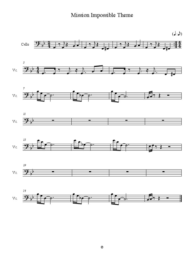 Mission Impossible Theme: Cello | PDF