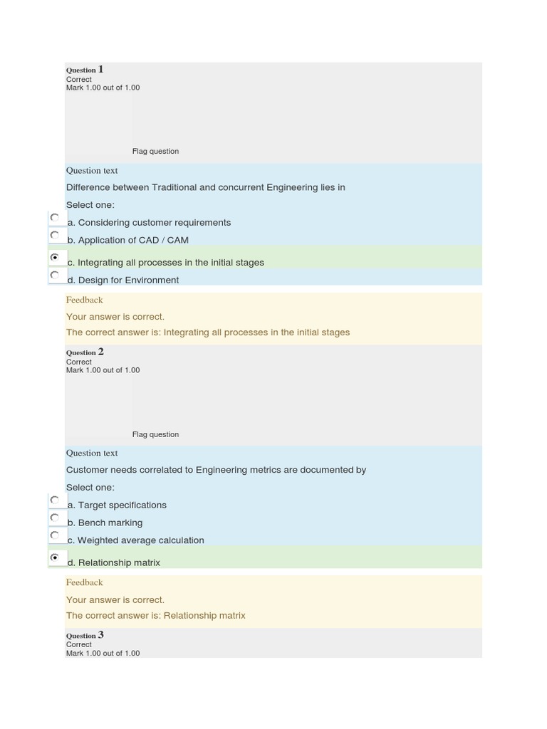 Concurrent Engg Quiz | PDF | Life Cycle Assessment | Engineering Tolerance