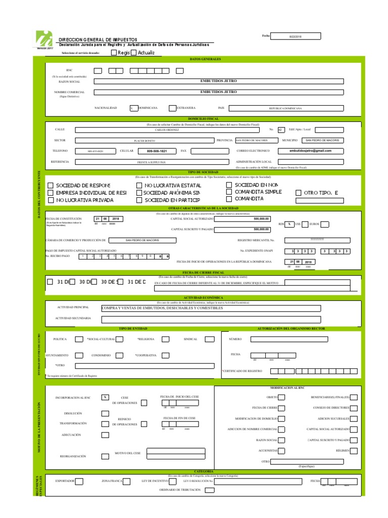 Solicitud RNC RC 02 2017 | PDF | Placa de matrícula del vehículo ...