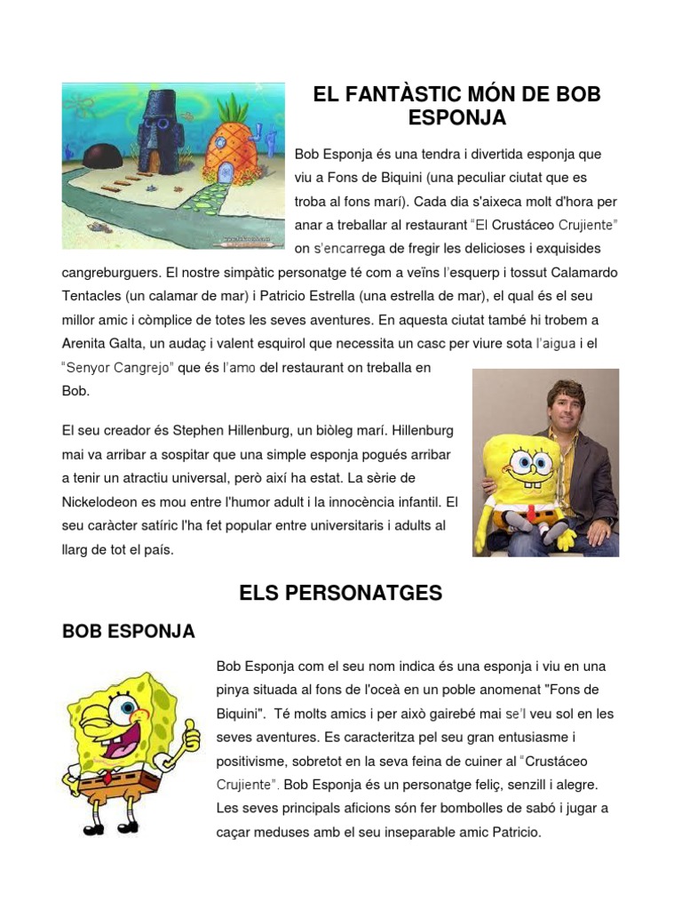 Lectura Bob Esponja | PDF