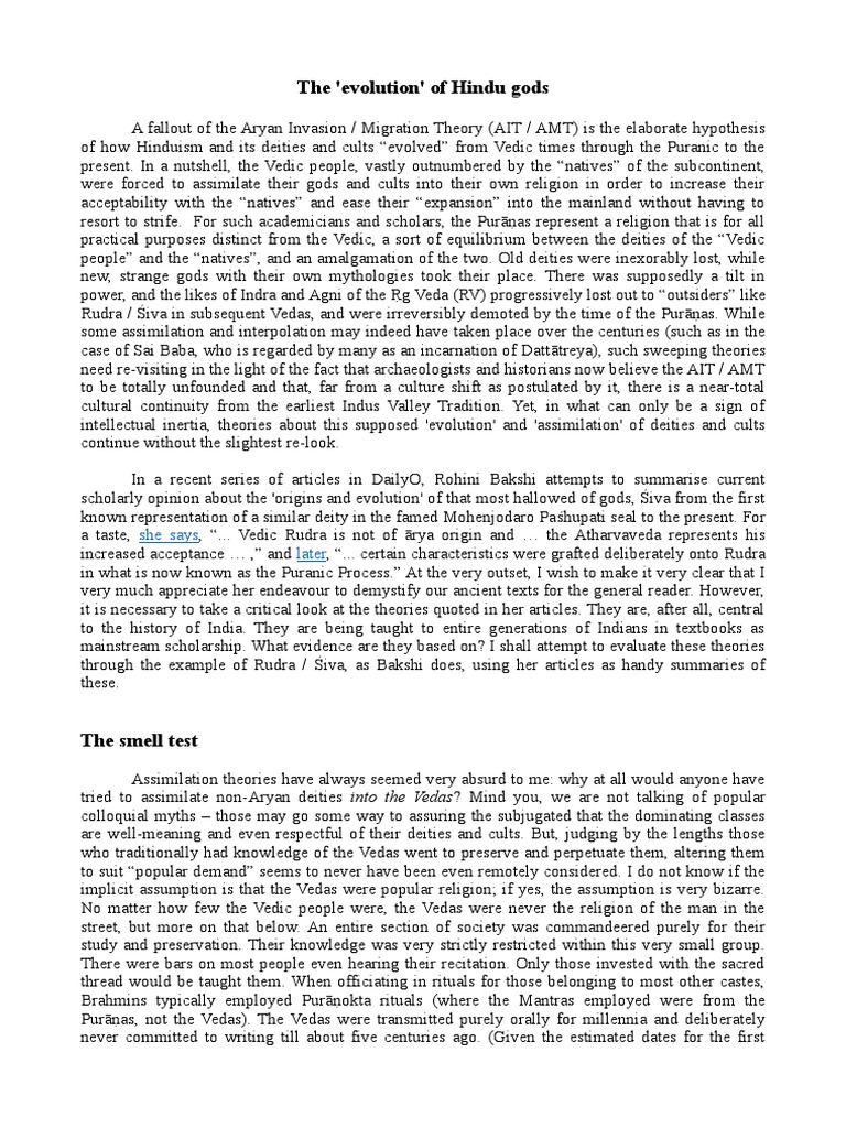 Evolution of Hindu Deities Explained | PDF | Vedas | Shiva