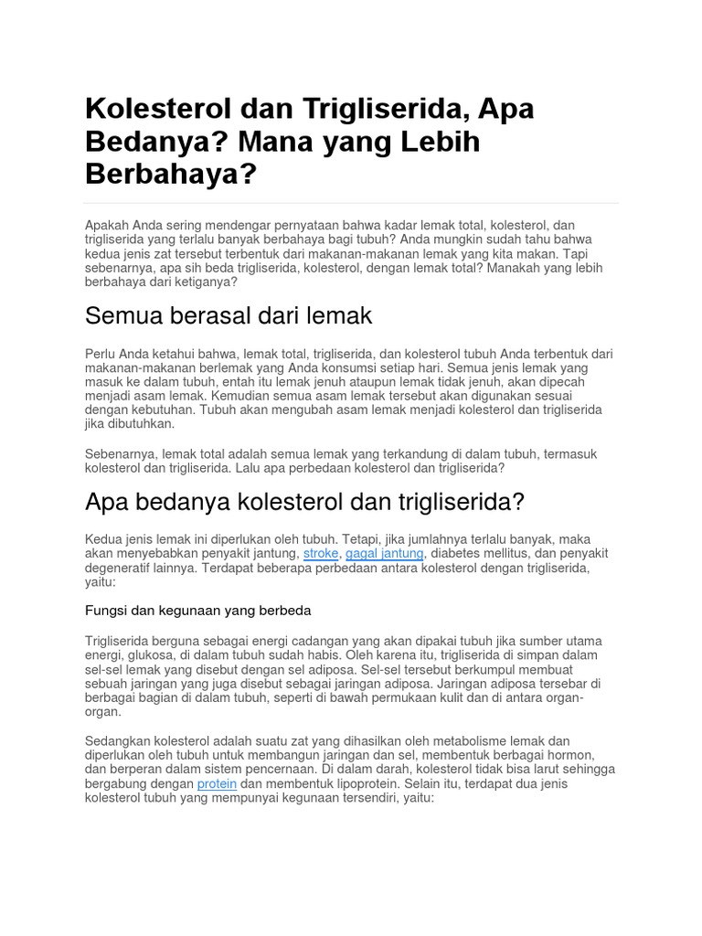 Kolesterol Dan Trigliserida | PDF | Kesehatan Holistik | Gaya Hidup