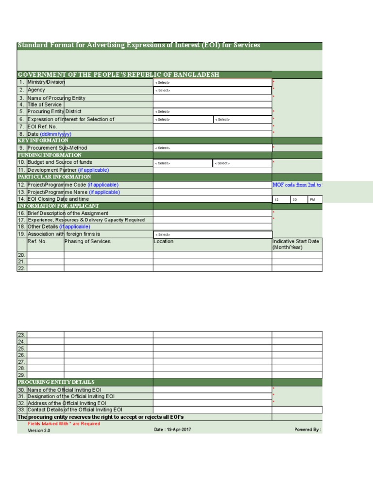 Standard Format For Advertising Expressions of Interest (EOI) For ...