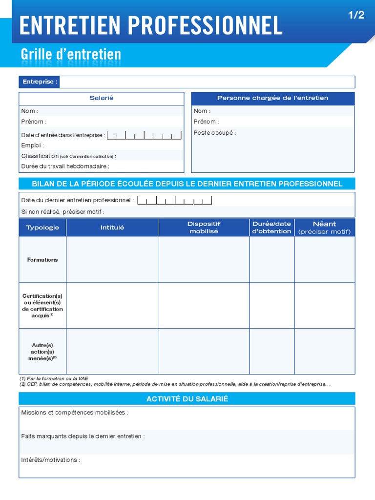 Grille Simplifie Entretien Pro | Business