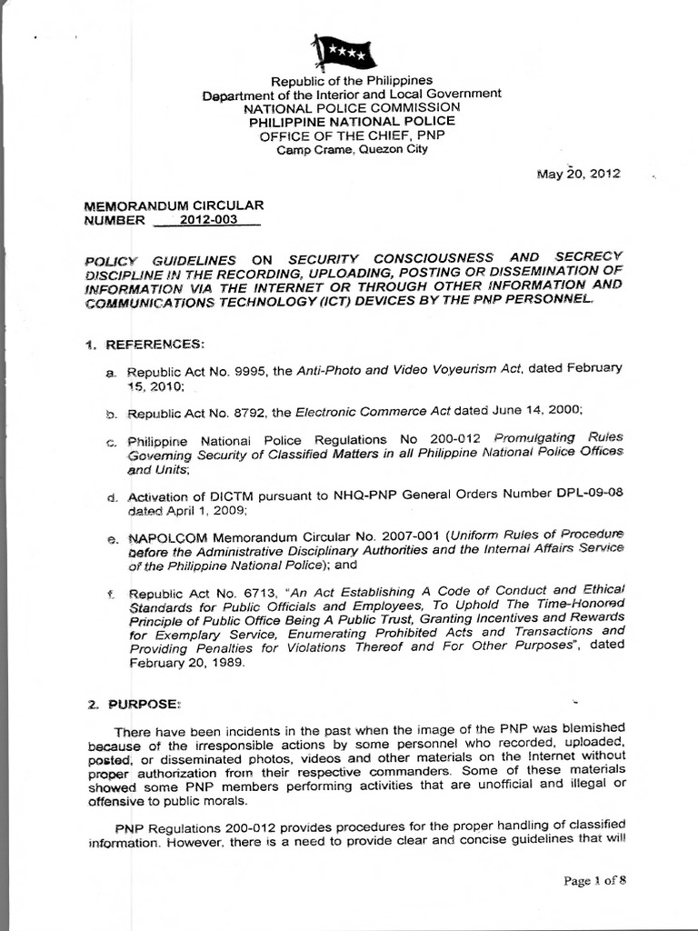 Pnp Policy[1] | Classified Information | Classified Information In The ...