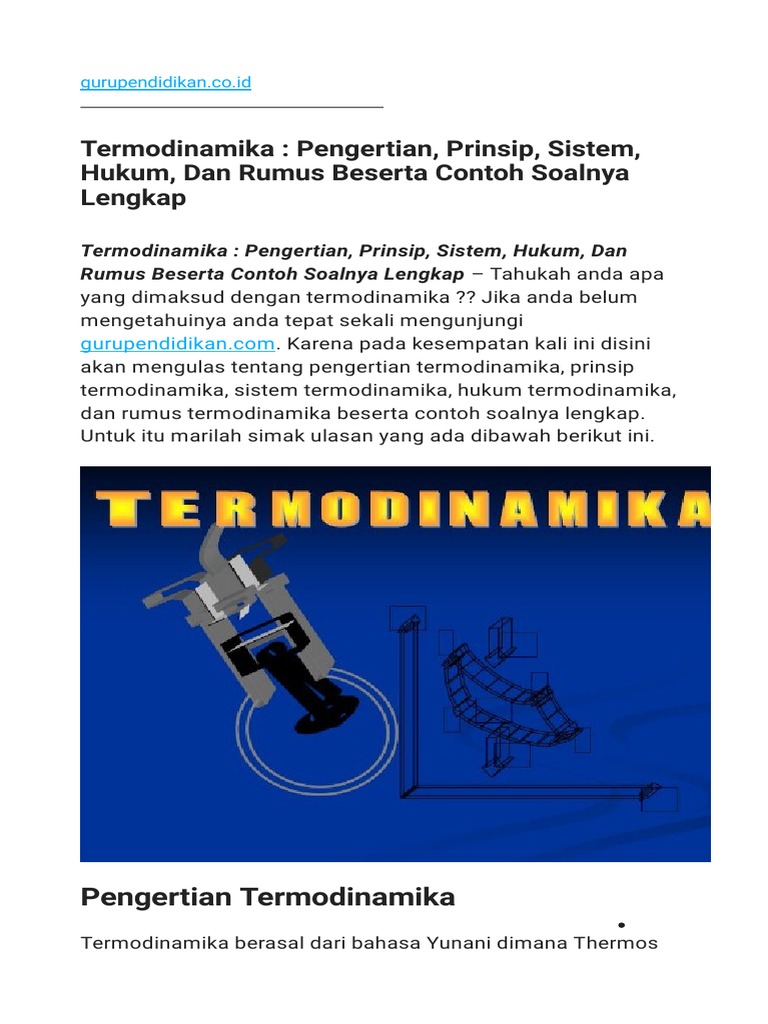Termodinamika - Pengertian - Prinsip - Sistem - Hukum - Dan Rumus Beserta Contoh Soalnya Lengkap ...
