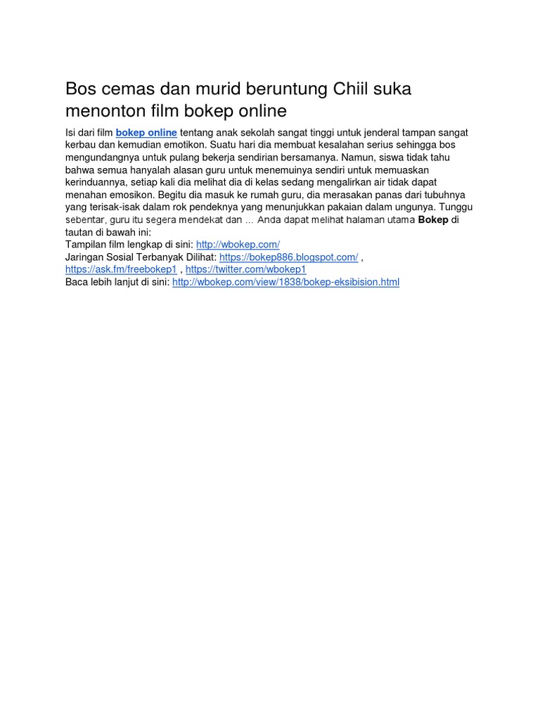 Bos Cemas Dan Murid Beruntung Chiil Suka Menonton Film Bokep Online | PDF