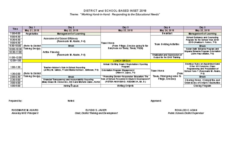 AMONTAY NHS Training Matrix INSET 2018 Opening | PDF | Behavior Modification | Business