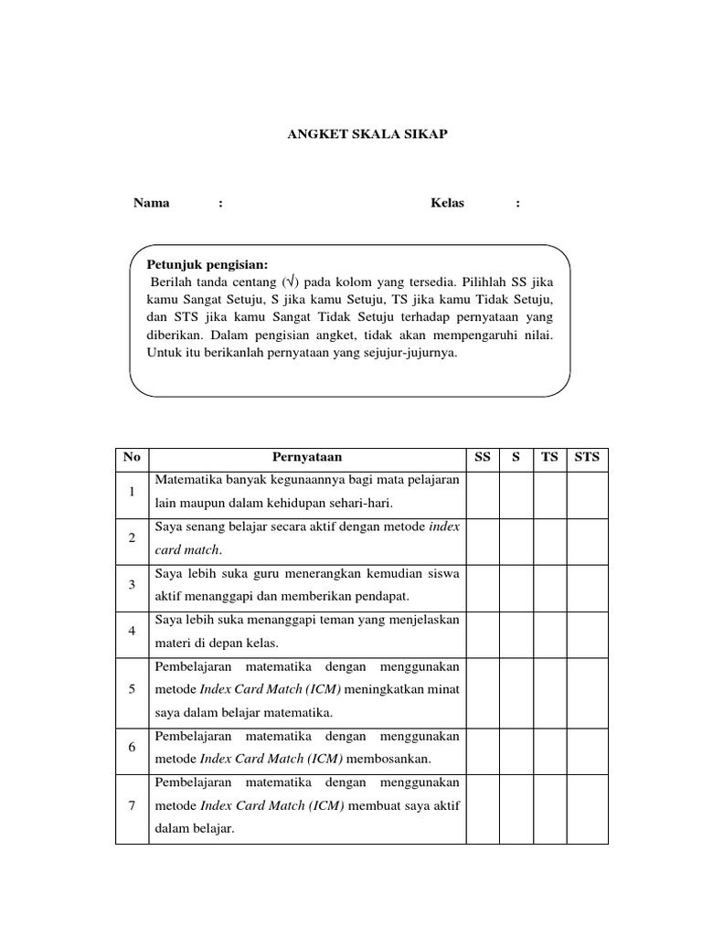 Angket Skala Sikap | PDF