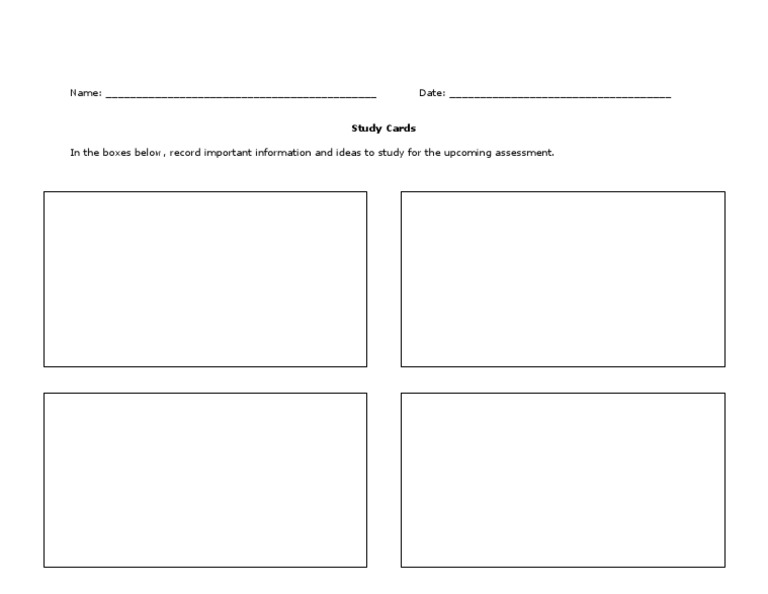 Study Cards Template Sec | PDF