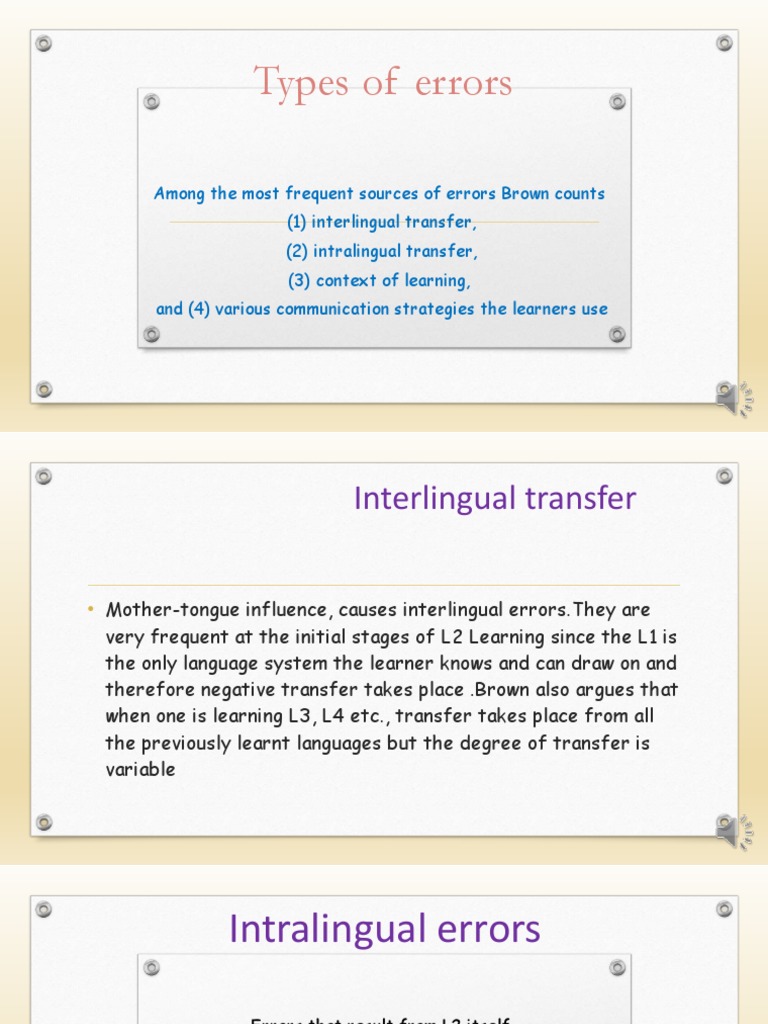 Interlingual and Intralingual Errors | PDF | Second Language ...