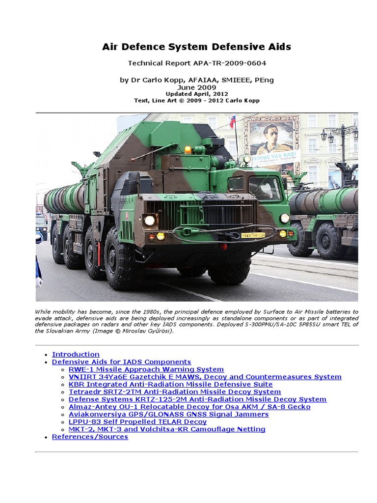 Air Defence System Defensive Equipment | PDF | Radar | Surface To Air ...