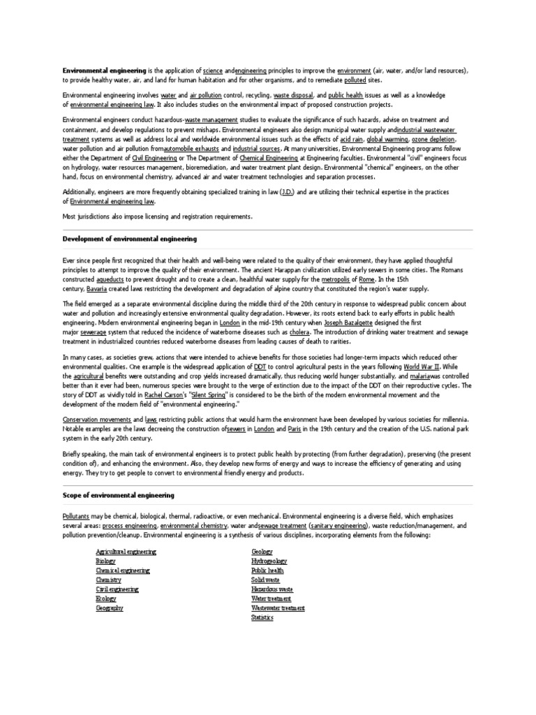 Environmental Engineering Is The Application of Science Andengineering ...