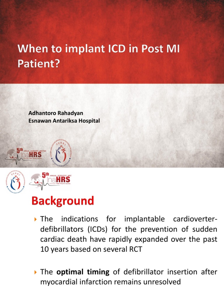 When To Implant ICD in Post MI Patient Final | PDF | Cardiac Arrest ...