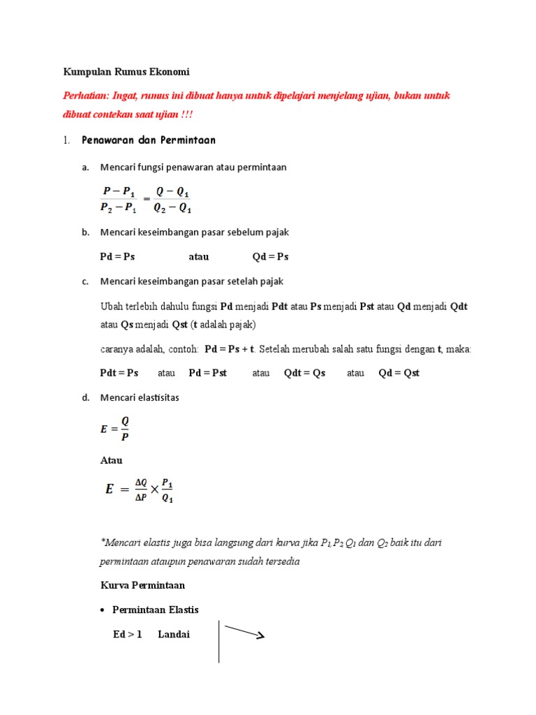 Kumpulan Rumus Ekonomi 2 | PDF