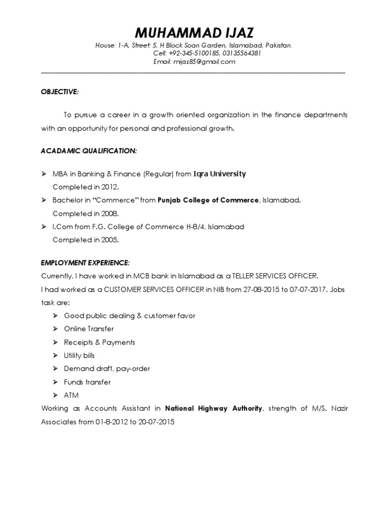 Muhammad Ijaz CV | PDF