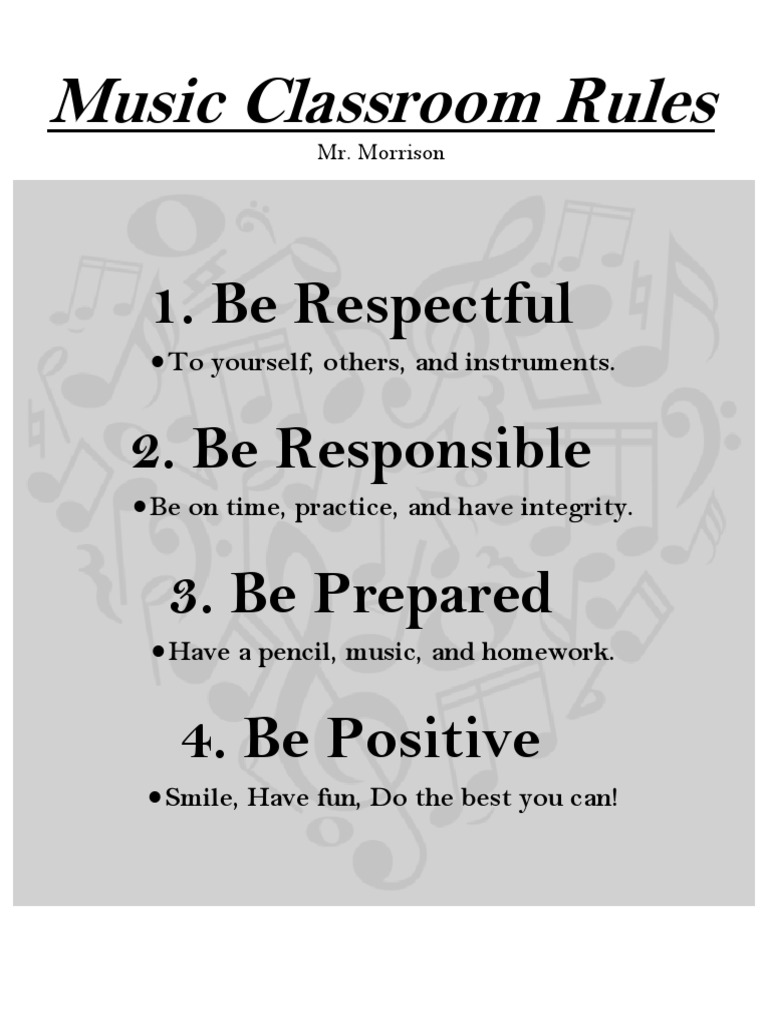 Music Classroom Rules | PDF | Language Arts & Discipline | Wellness