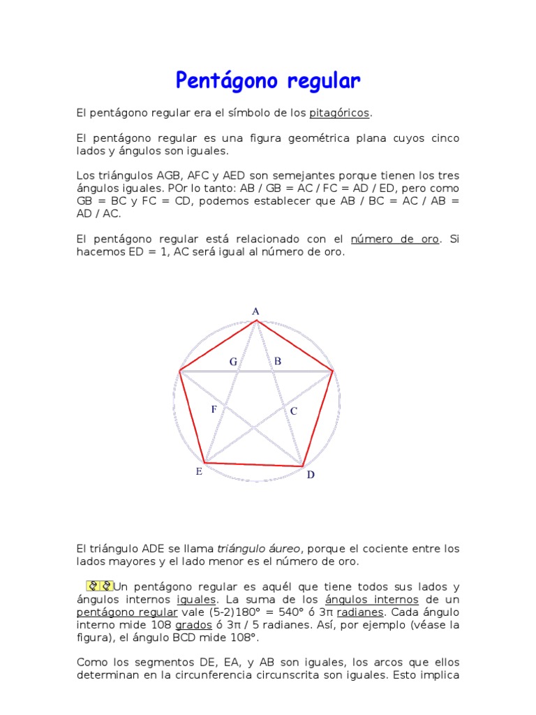 Pentágono Regular | PDF | Geometria clasica | Geometría Elemental