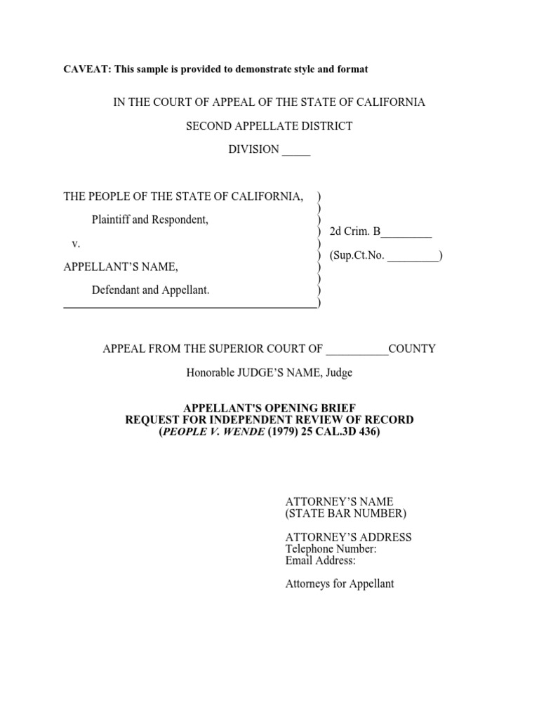 CAVEAT: This Sample Is Provided To Demonstrate Style and Format | PDF ...
