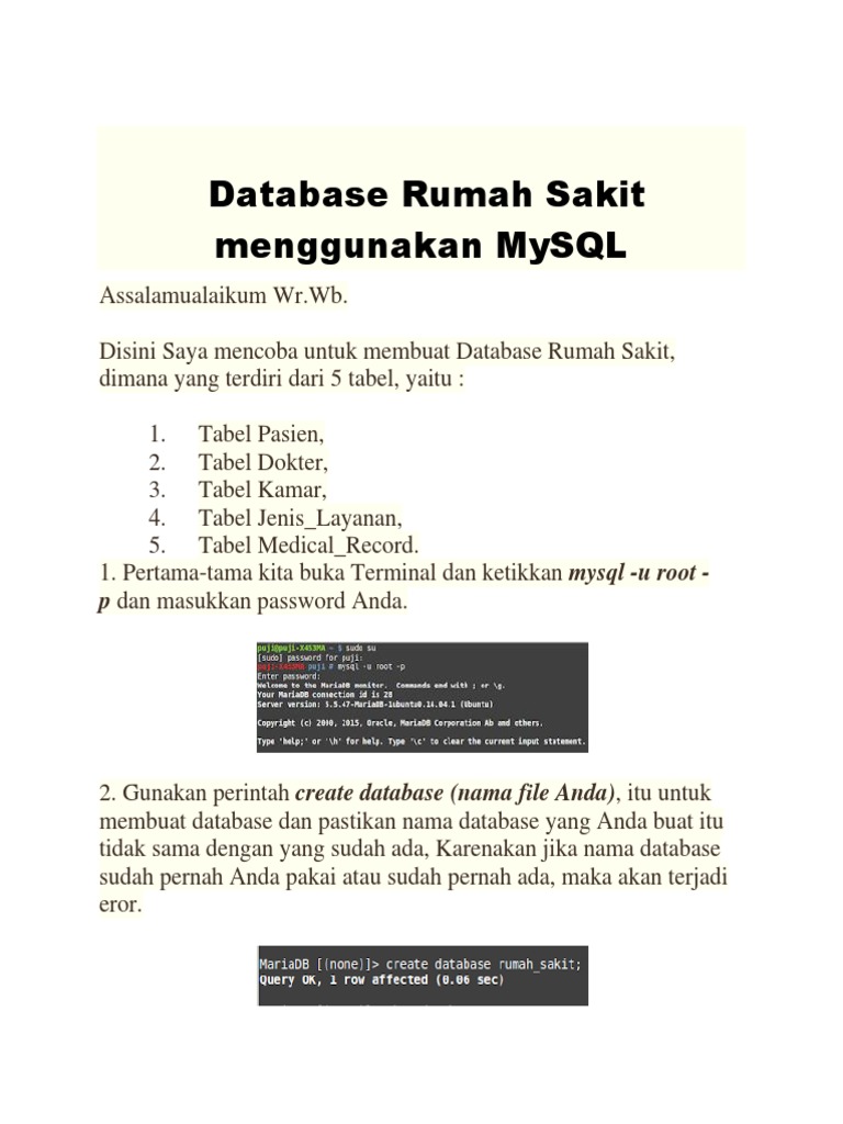 Database Rumah Sakit Menggunakan MySQL | PDF