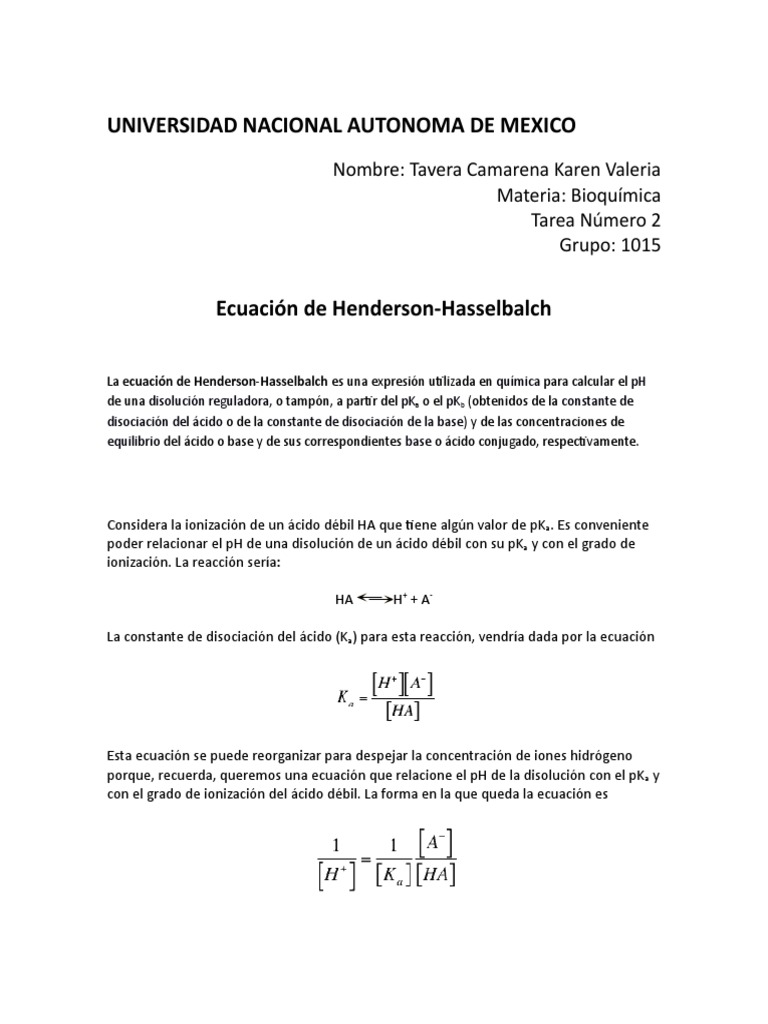 Ecuación de Henderson-Hasselbalch | PDF