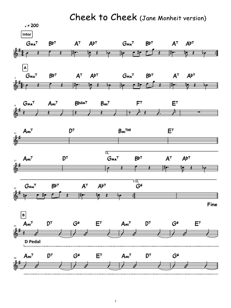 Cheek To Cheek (Jane Monheit Version) | PDF